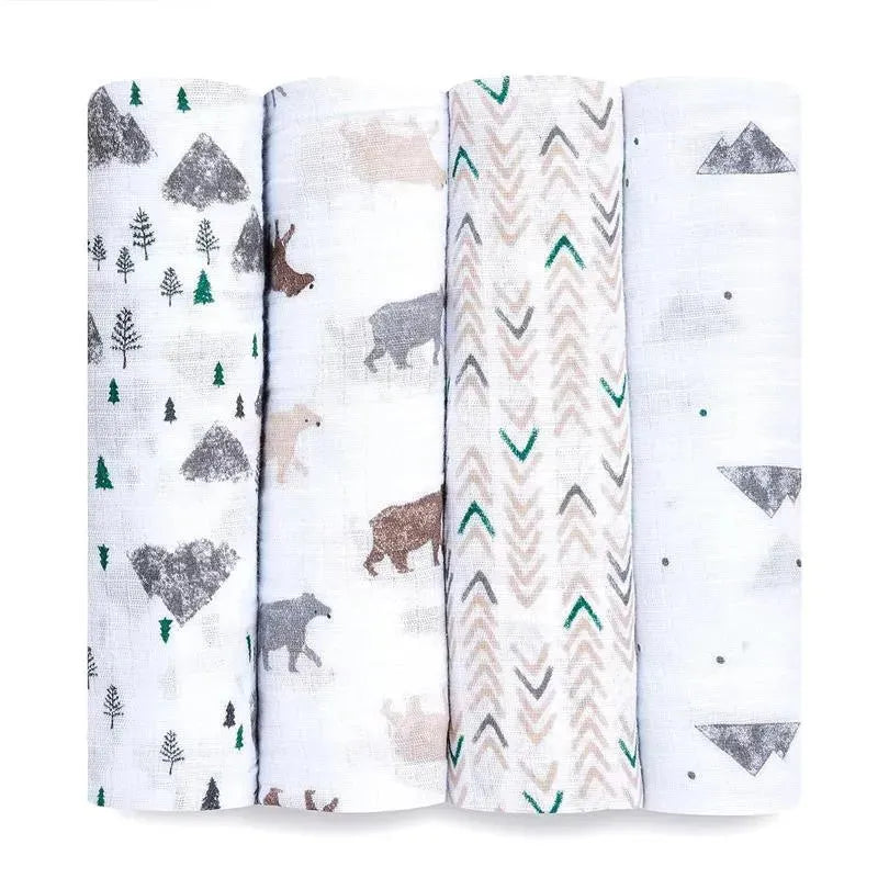 Aden + Anais - 4Pk Muslin Swaddles Bear Necessities | MacroBaby