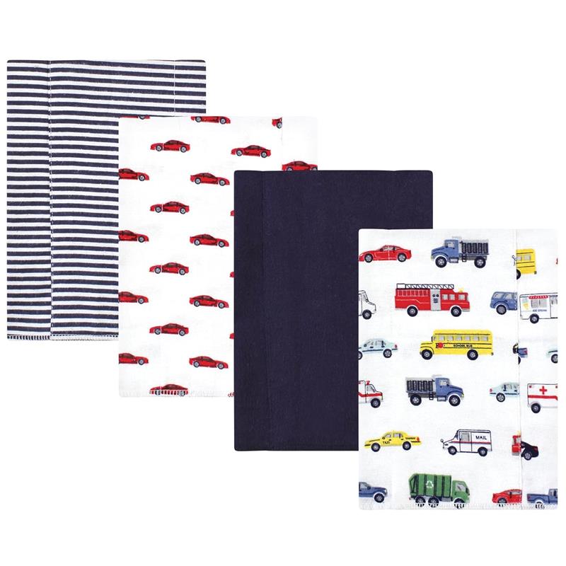 Baby Vision - 4Pk Flannel Burp Cloth, Going Places