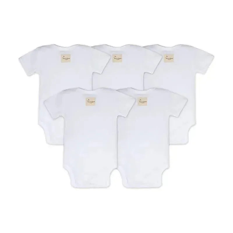 Burt's Bees - Essential Short Sleeve Bodysuit 5 Pack, Cloud | MacroBaby