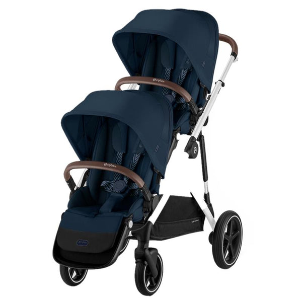 Cybex - Gazelle S 2 Double Stroller Bundle, Ocean Blue/Silver Frame ...