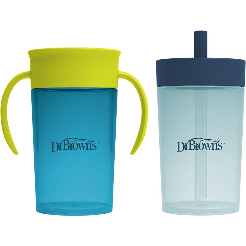 Dr. Brown's 2Pk Milestones Straw to 360° Cup Set, Convertible Toddler