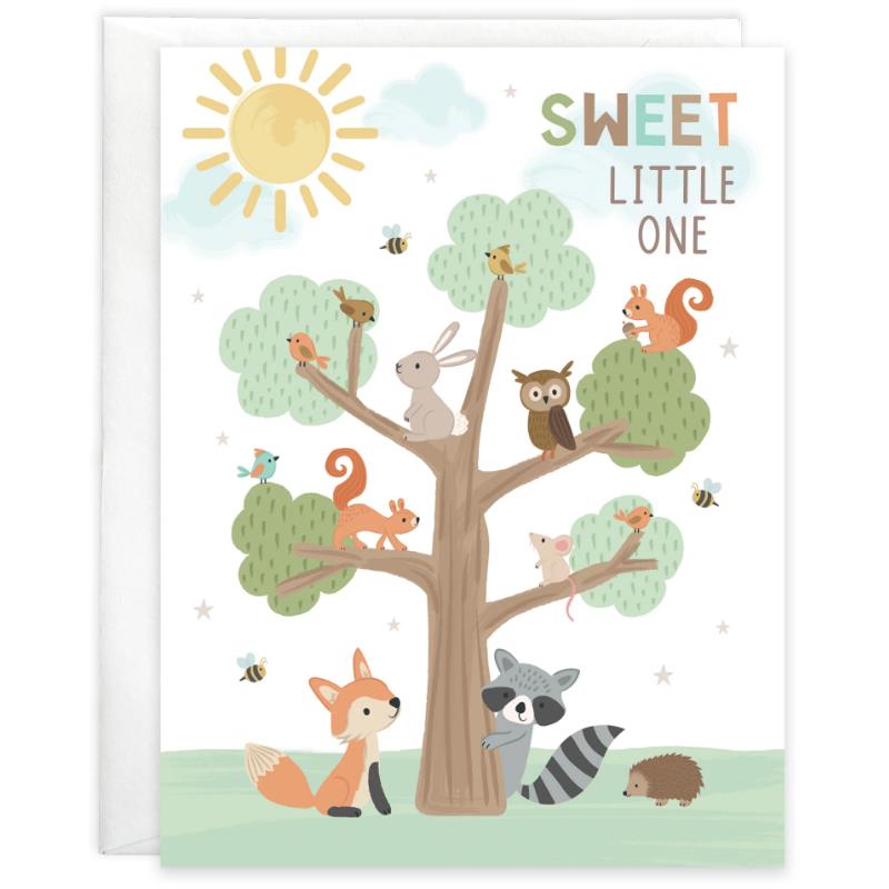 Gina B Designs - Baby Greeting Card Forest Animal Tree