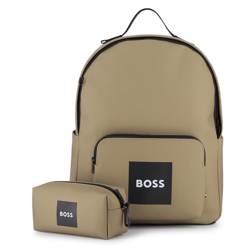 Hugo Boss Baby - Backpack + Pencil Case In Polyester Canvas Dark Stone ...