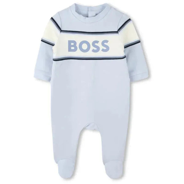 Hugo Boss Baby - Boy Footie & Bib Set, Light Blue | MacroBaby