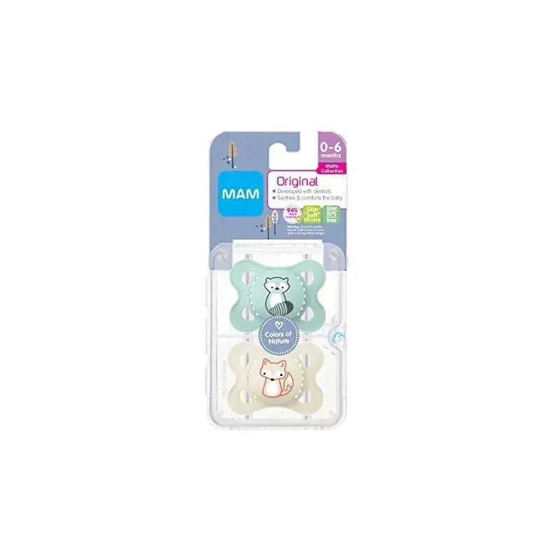 MaM Original Matte Baby Pacifier 2 PAck - Green and Beige 0-6 M