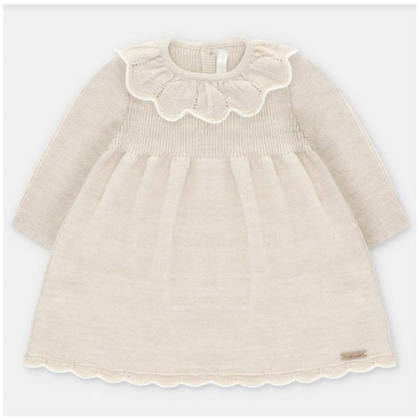 Martin Aranda - Baby Girl Draylon Knitted Dress Liverpool Beige | MacroBaby