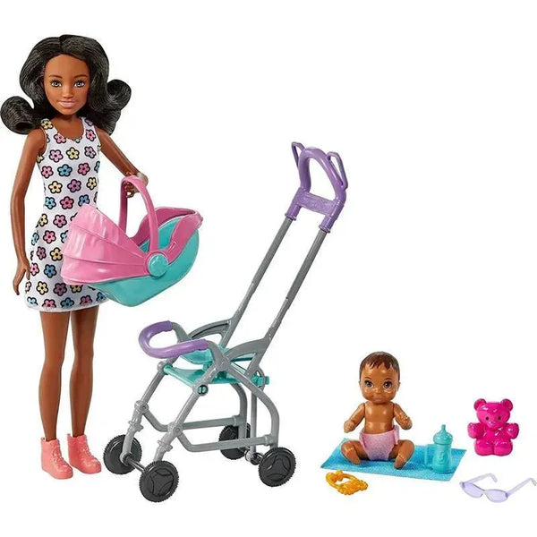 Mattel - Barbie Playset with Babysitter Doll, Curly Brunette Hair ...