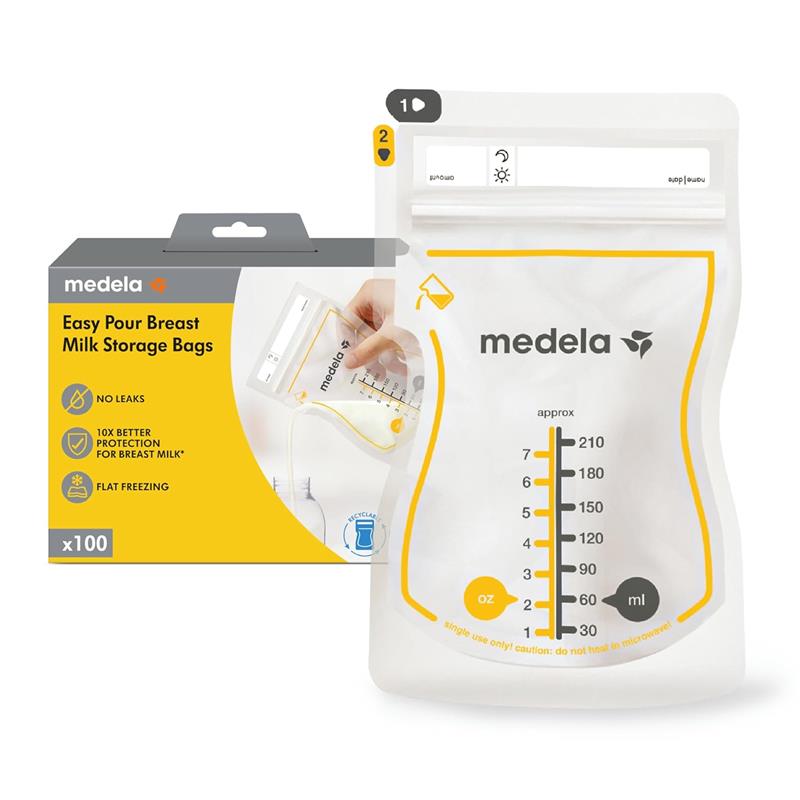 Medela - Easy Pour Breastmilk Storage Bags 100 Count 7oz/210ml Disposa