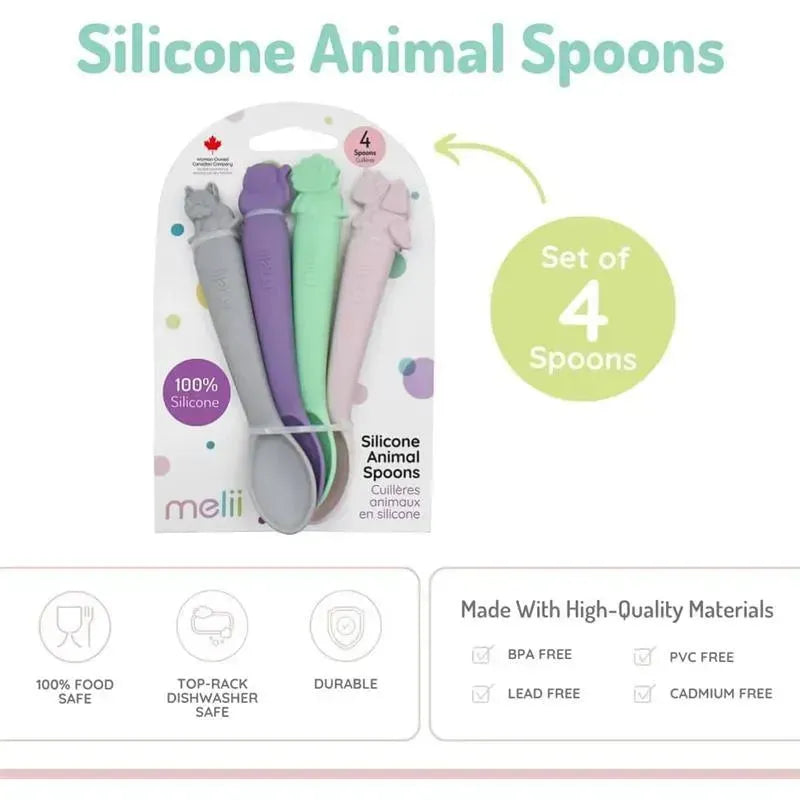 Melii - 100% Silicone Spoons, Baby and Toddler Feeding, BPA Free, 4 ...