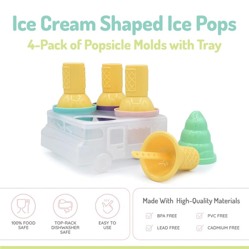 Melii - 4Pk Ice Cream Shaped Ice Pops