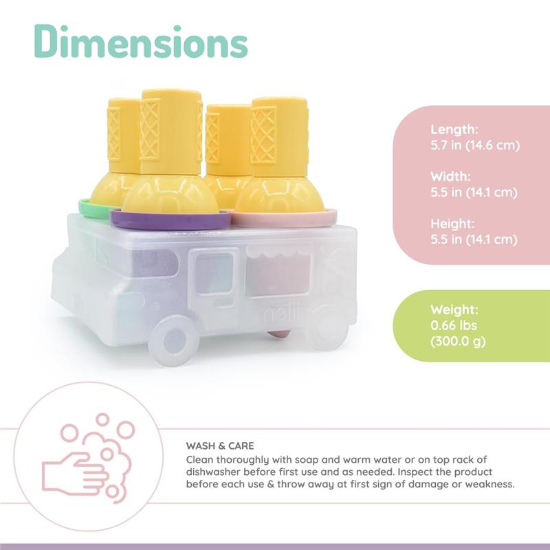 Melii - 4Pk Ice Cream Shaped Ice Pops