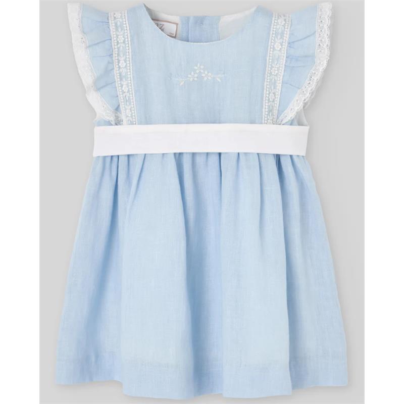 Paz Rodriguez Woven Infant Girl Dress Ceremonia, Chalk Blue | MacroBaby