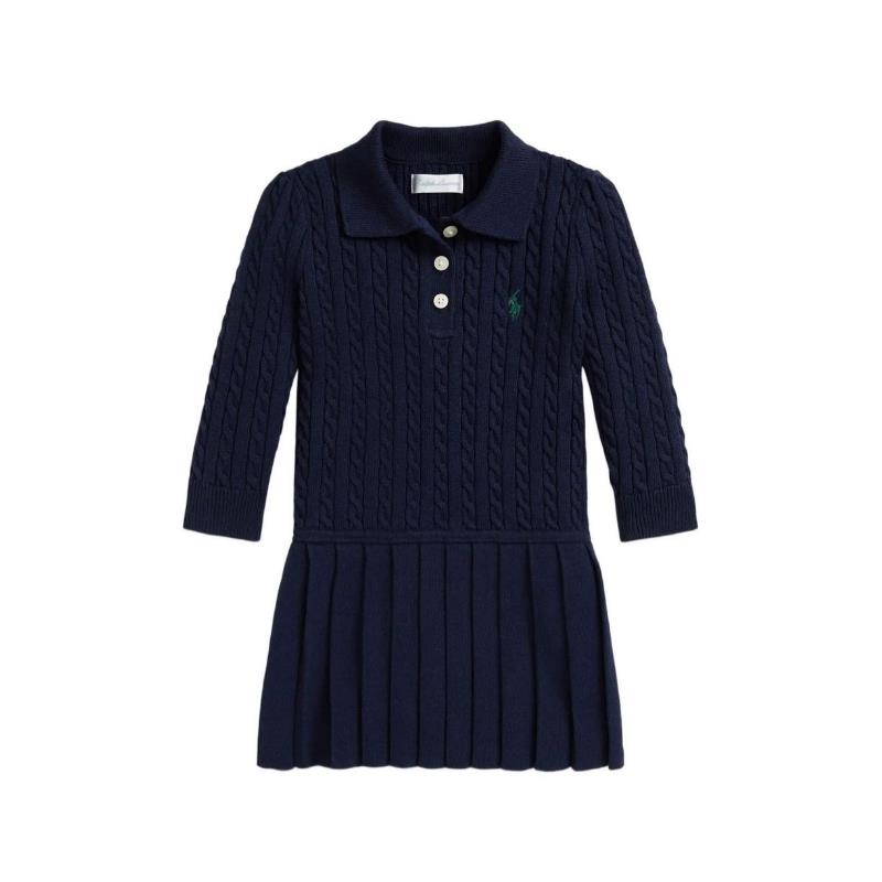 Ralph Lauren Baby - Long-Sleeve Combed Cotton Mini Cable Polo Dress, N