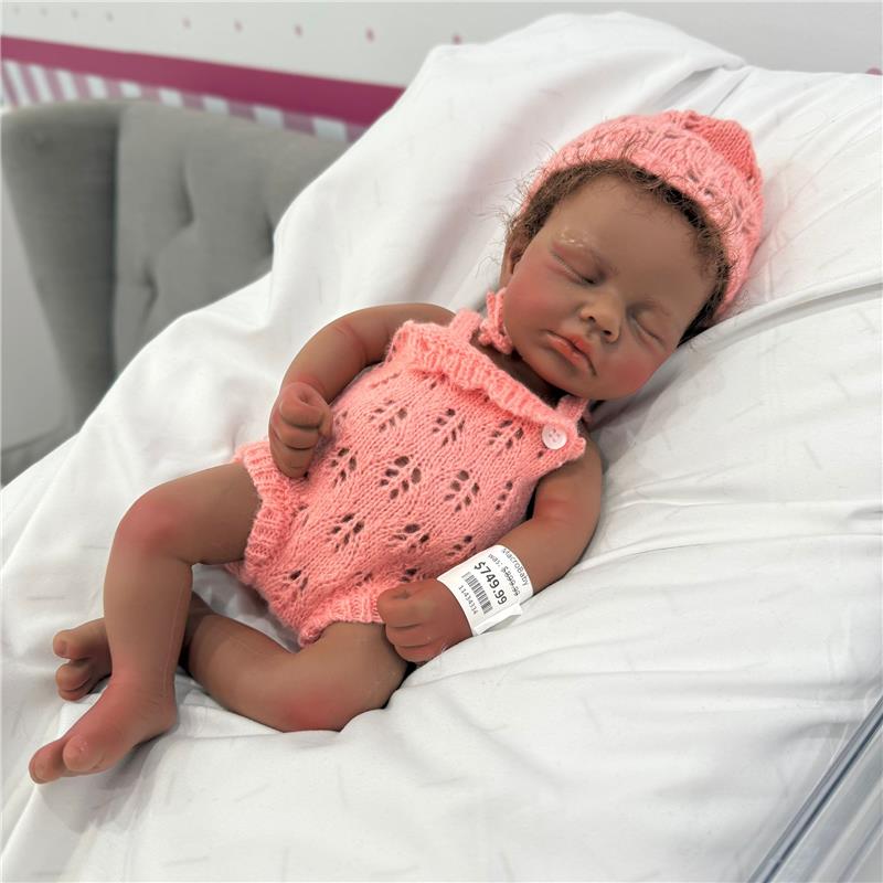 Reborn Baby Doll - Full Silicone Body & Curly Brown Hair Rooted, Sarah